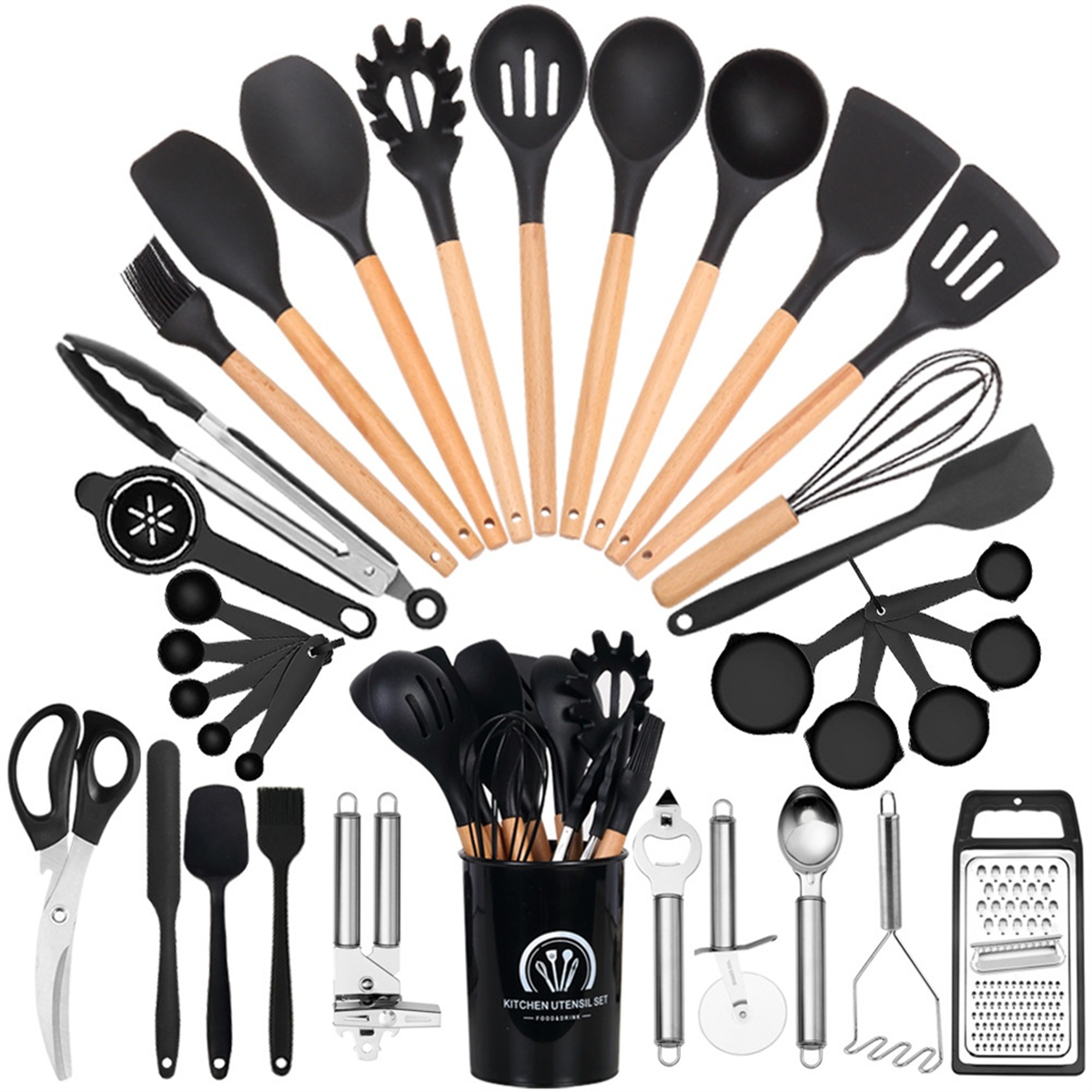 Chef Silicone Kitchen Utensil Set with Grater Black | Shop Today. Get ...