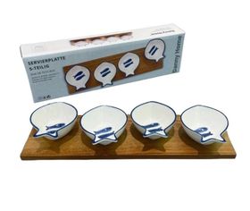4 Piece Fish Shaped Serving Bowls With Wooden Base | Shop Today. Get it ...