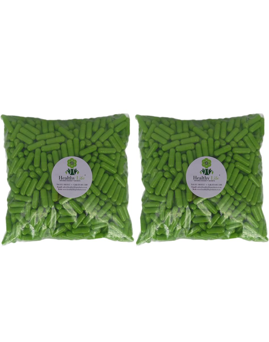 Healthy Life- Green Empty GELATIN Capsules Size 0- 2 Packs of 1000 ...