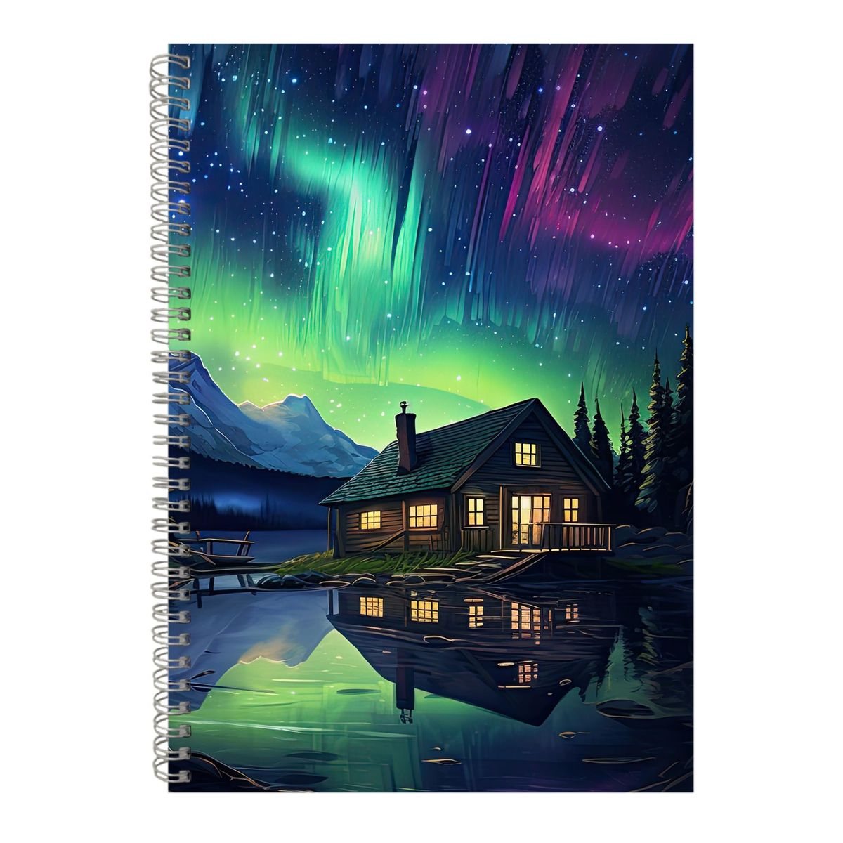 Reflection A4 Notebook Spiral Lined Northern Lights Graphic Notepad ...