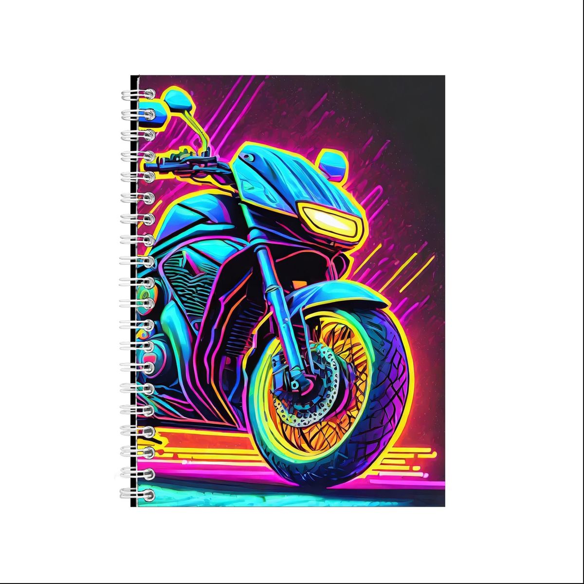 Neon Art A5 Notebook for Work Trendy Colorful Bikes Graphic Present 071 ...