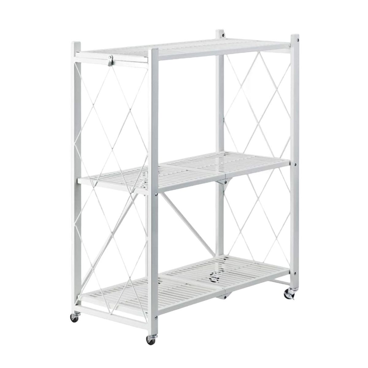3 Tier Foldable Steel Heavy Duty Storage Trolley Organizer Shelf on ...
