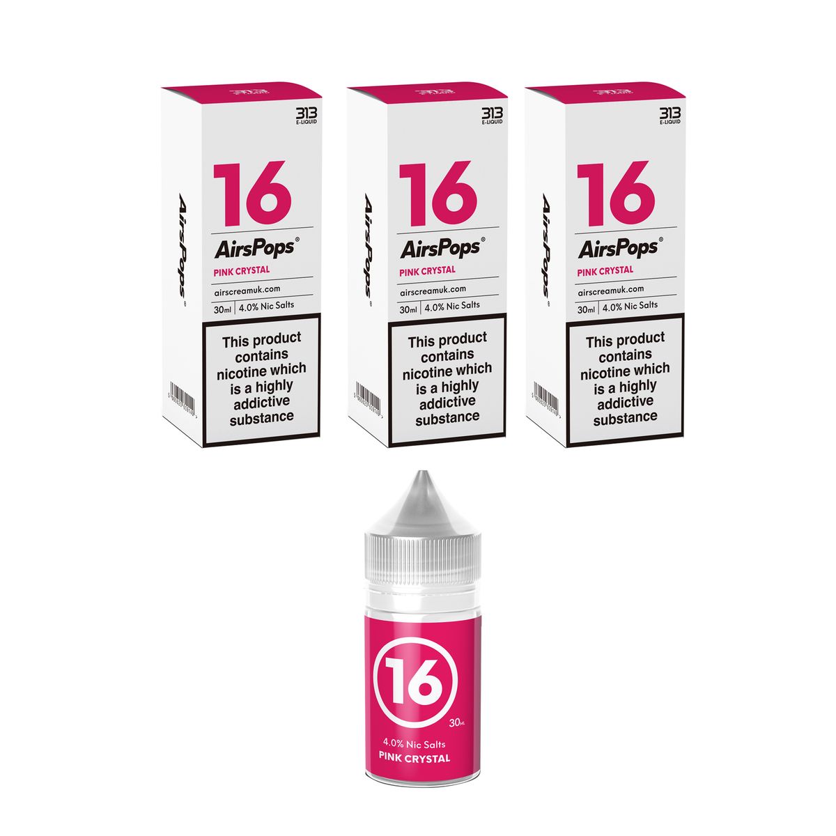Airscream - 3 Pack E-Liquids - Pink Crystal - 30ml - 4% Nic Salts ...
