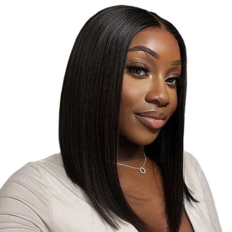 16 Inch Straight Bob Wig Human Hair 13x4 HD Frontal Lace Wig Short Bob ...