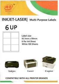 6Up Label Self Adhesive A4 Size 100 Sheets | Shop Today. Get it ...