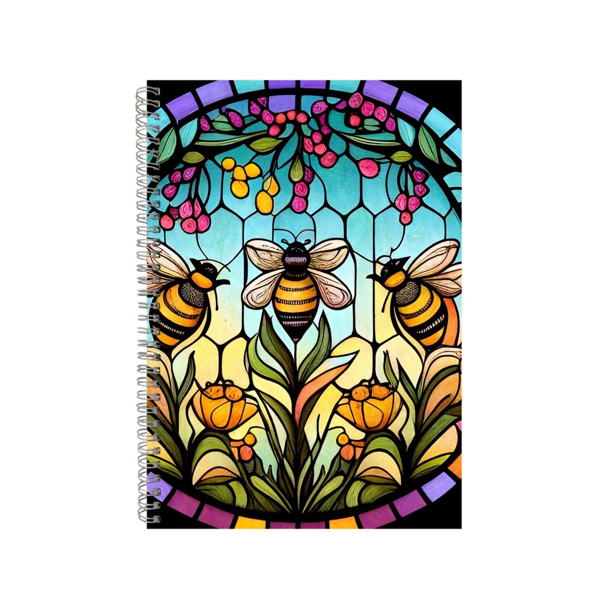 Cartoon Flying Bees Stained Glass Notebook Gift Idea A4 Notepad Pad 89 ...