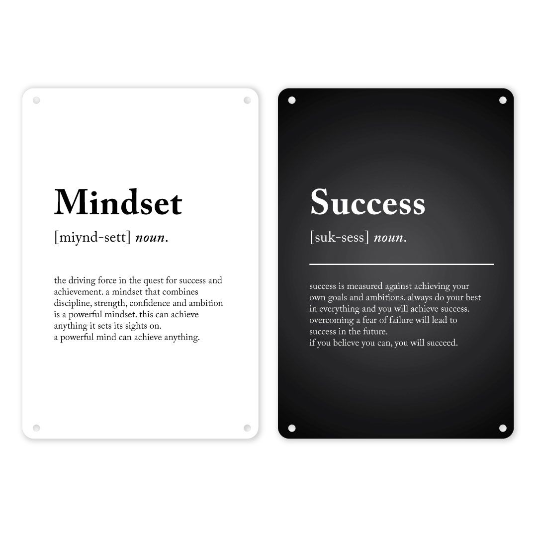 Mindset and Success Definition - A4 Metal Poster Wall Art Set of 2 ...