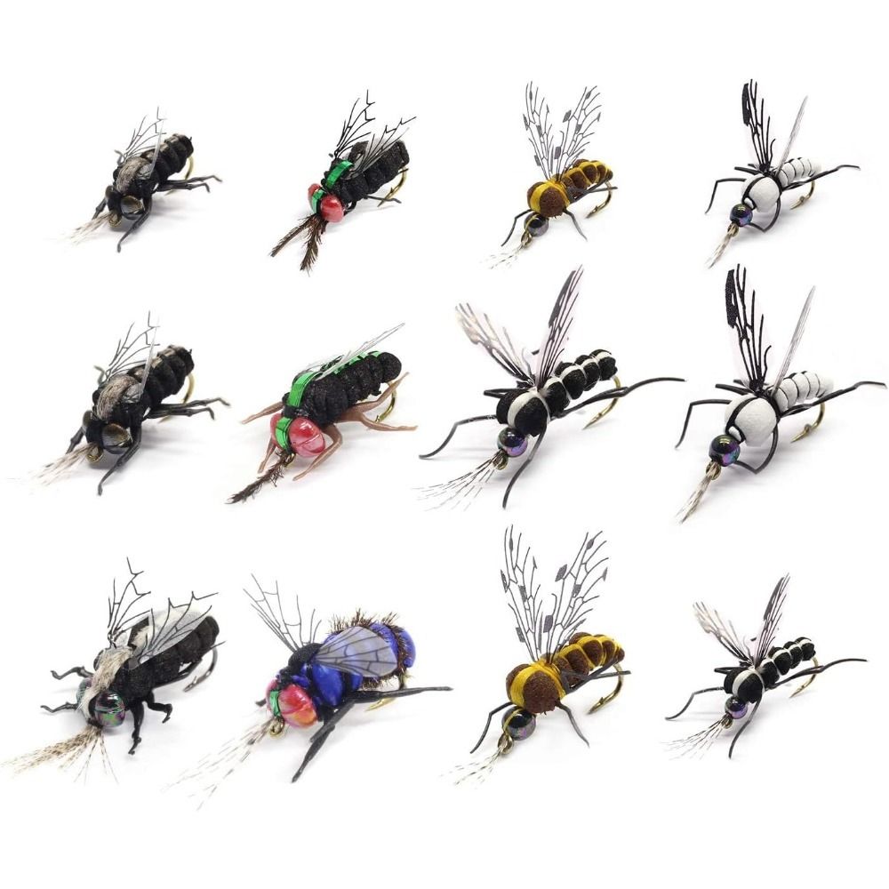 12Pcs Dry Fly Fishing Lure Set Realistic Artificial Flies for Trout ...
