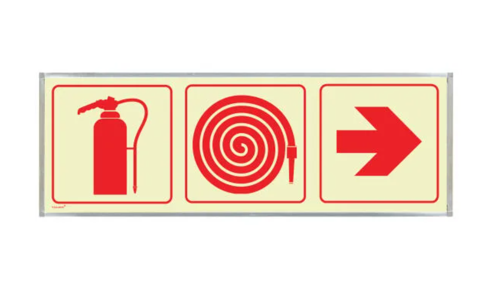 Fire Emergency Signage Right Arrow Point to Extinguisher and Hose ...