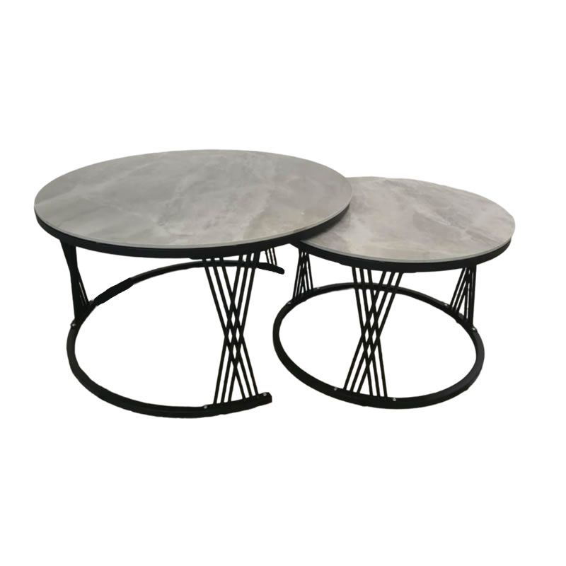 Set of Two Round Coffee Tables with Grey Ceramic Top | Shop Today. Get ...