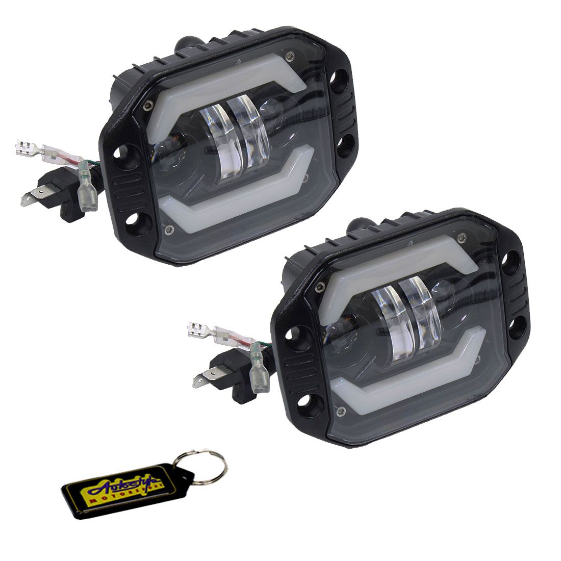 2 x H4 LED Cube Design Bumper Indicator/Spotlight-13 9.5cm- Black ...