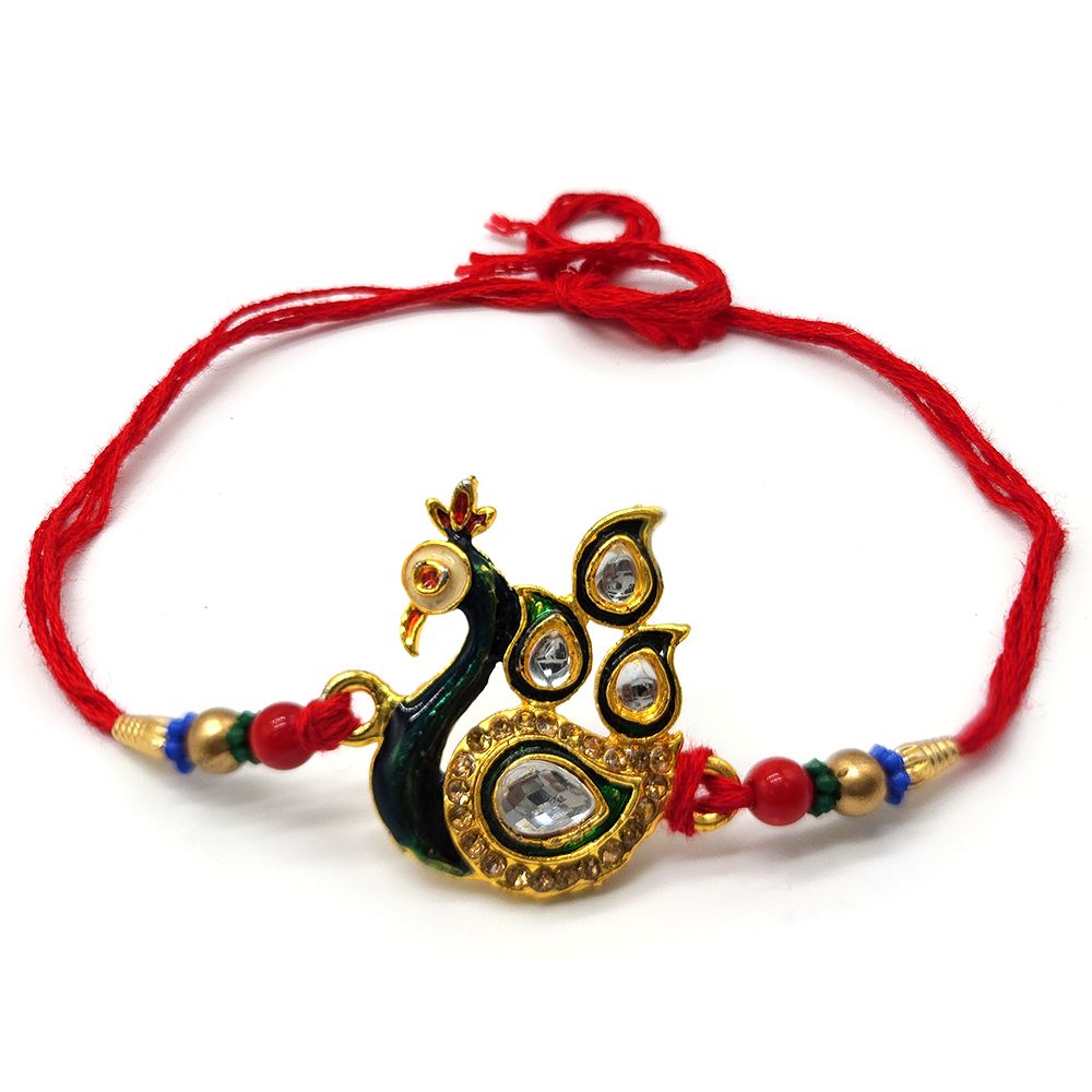 pX Raksha Bandhan Rhakee - Peacock and Paisley Diamante-String Rhaki ...