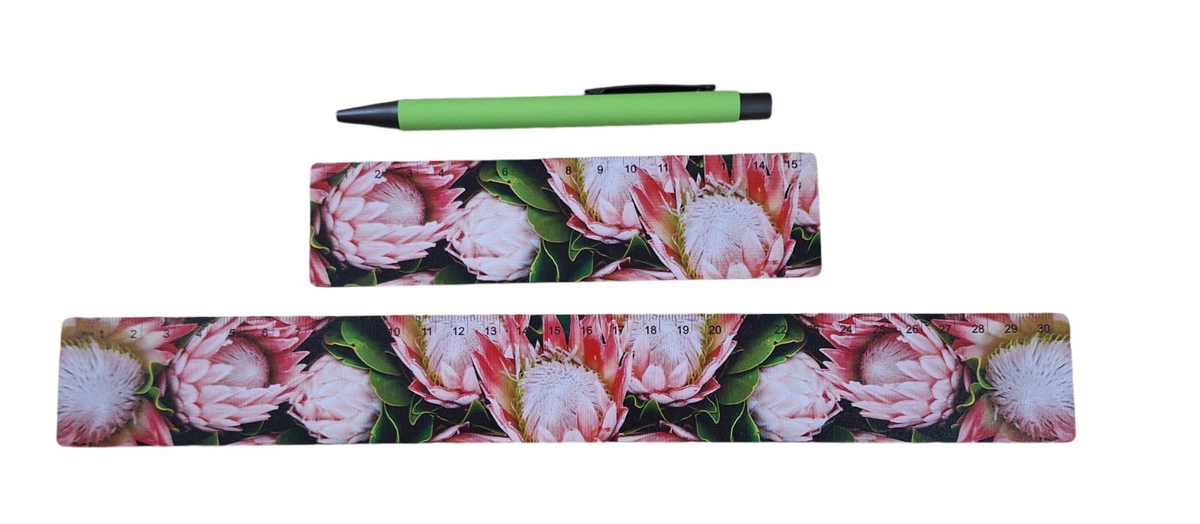 15cm, 30cm MDF Rulers with Pen Combo - Blooming Beautiful Proteas ...