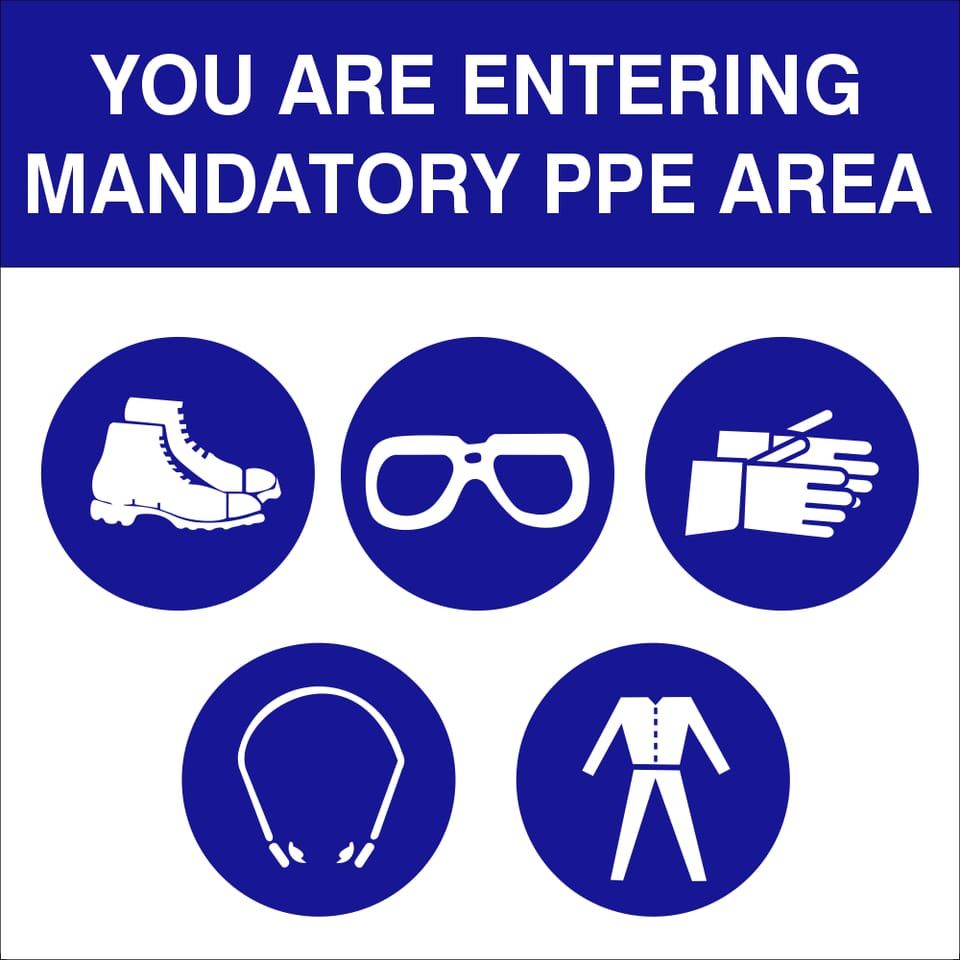 Mandatory PPE Area Sign 440x440 | Shop Today. Get it Tomorrow ...