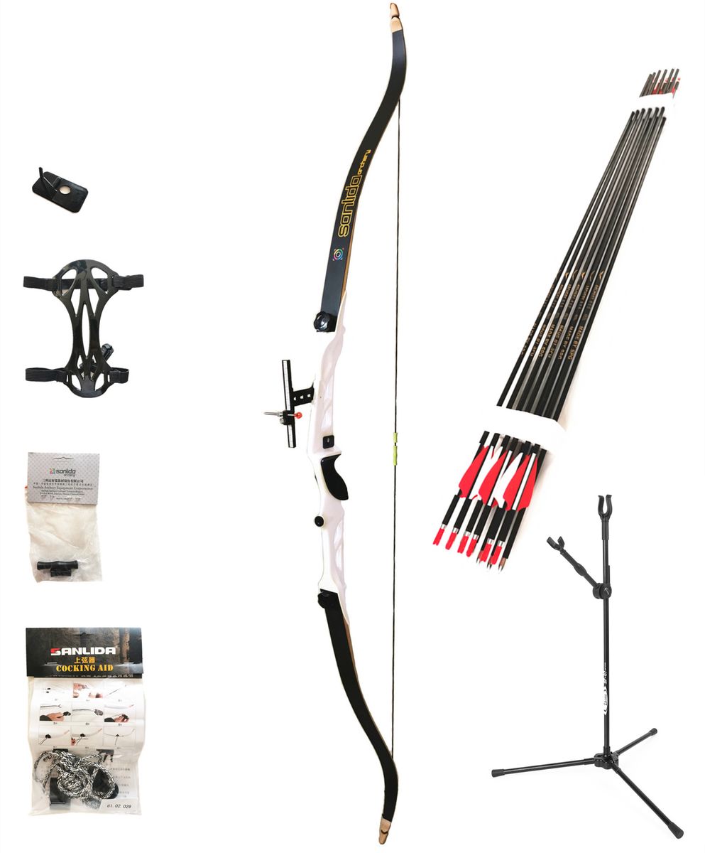 Sanlida Olympic Style Recurve Bow 68" Draw 18lb + 12 SPG Arrows and Bow ...