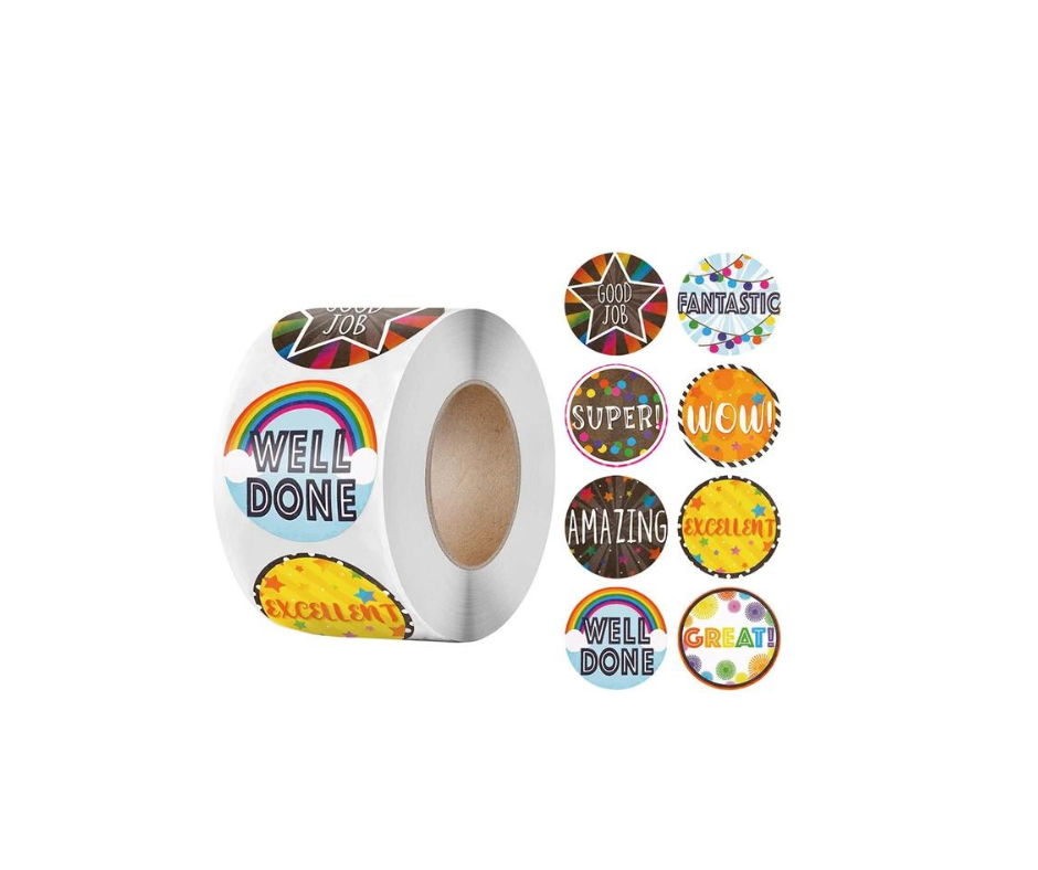 School Reward/ Recognition Stickers Teacher Pupil Arts 500 p/roll ...