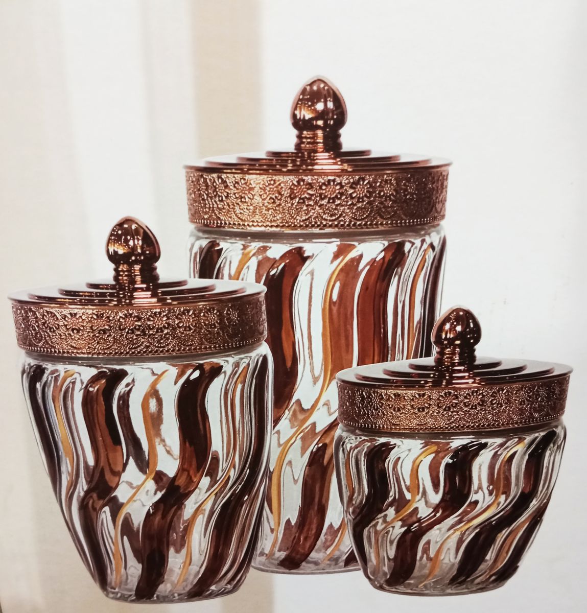 6Piece Bronze Glass Storage Jar Set- Wave Design | Shop Today. Get it ...
