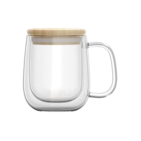 Portable Double Wall Glass Mug with Bamboo Lid - 350ml | Shop Today ...