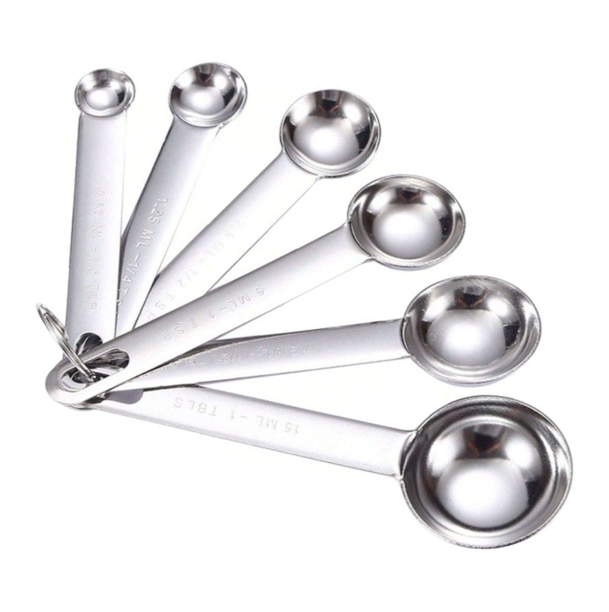 6-Piece Stainless Steel Measuring Spoon Set with Engraved Scales ...