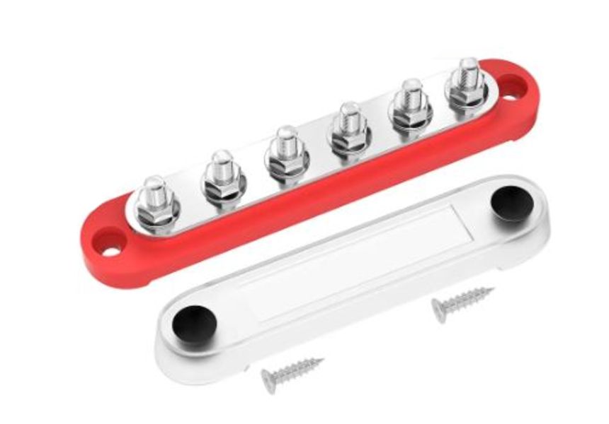 Bus Bar + Cover (6 x M8)(48V DC / 300V AC / 150A)(Red) | Shop Today ...