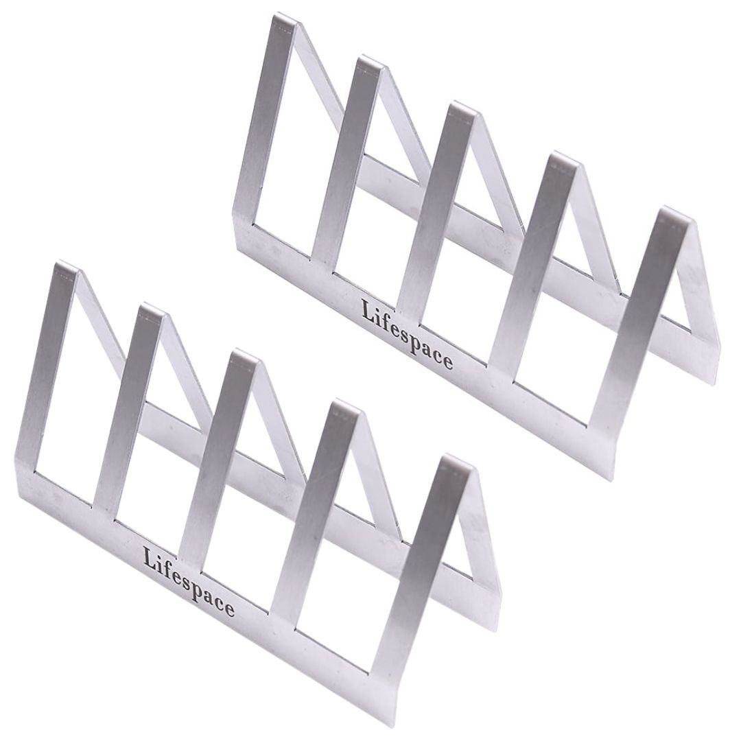 Lifespace Premium Stainless Steel T-Bone / Chop Rack - 4 Slot (2 pack ...