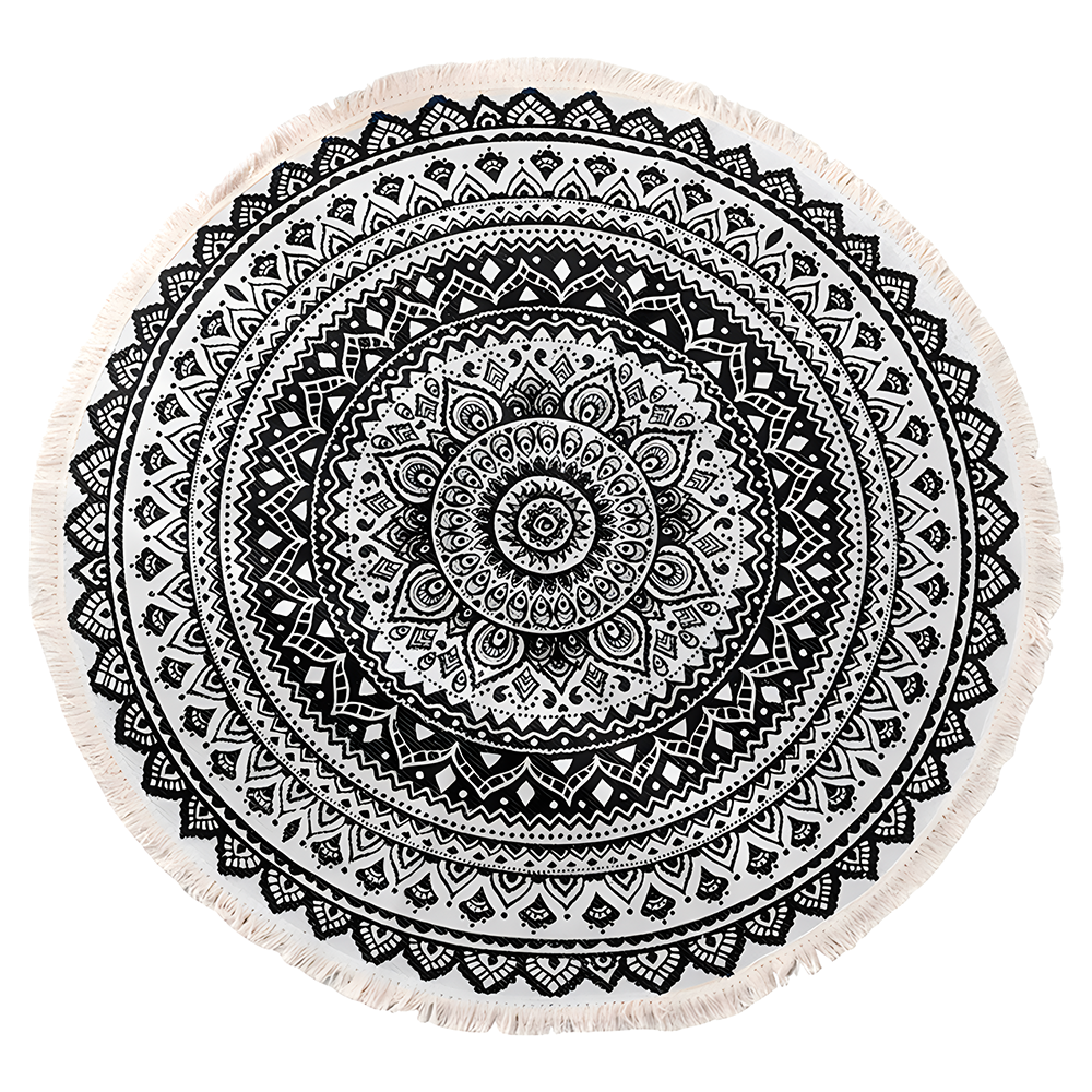 90cm Round Morrocan Decor Rug, Madala Boho Non-Slip Circular Room Mat ...