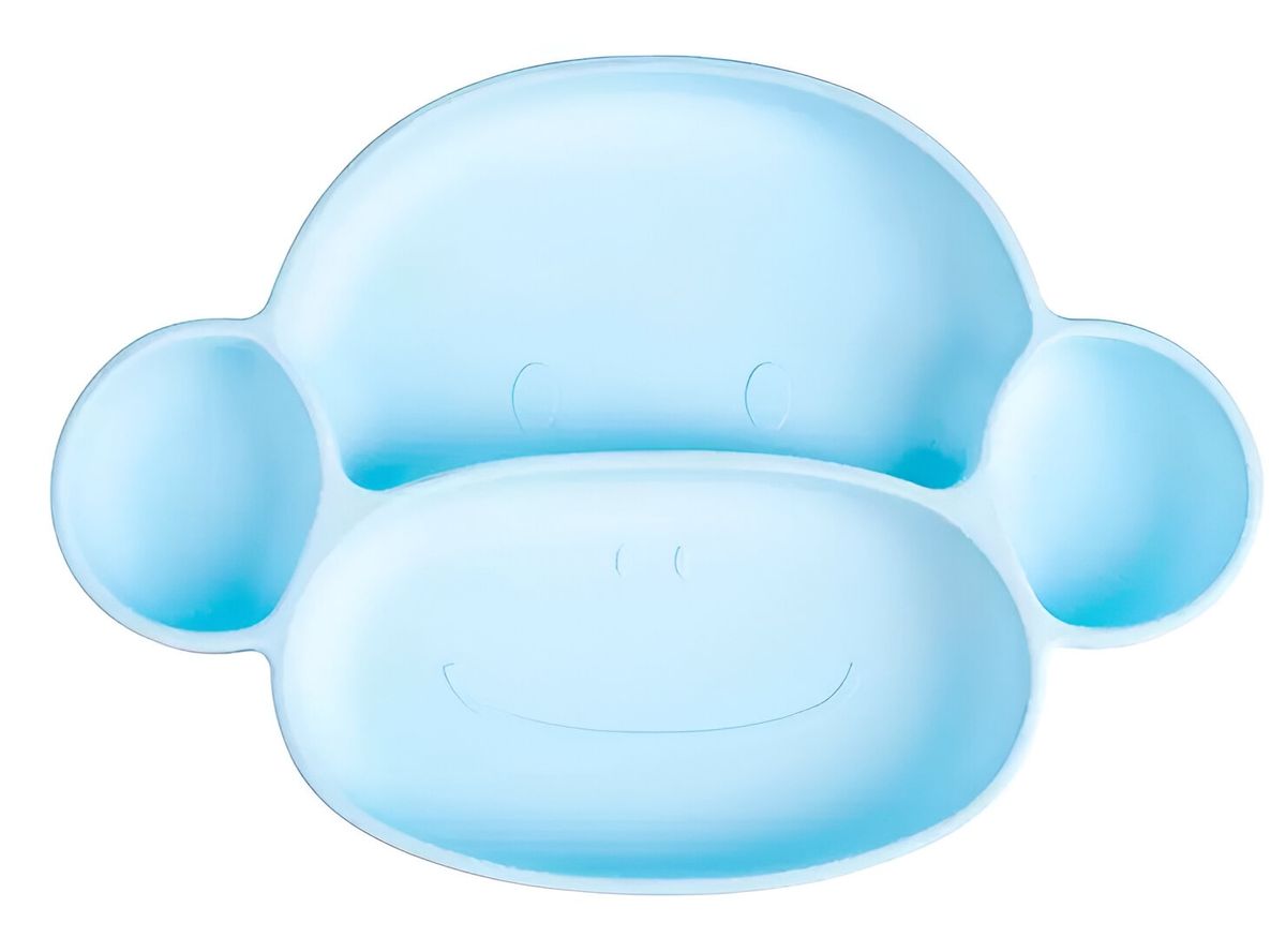 Silicone Monkey Suction Plate - Divided Baby & Toddler Feeding Plate ...
