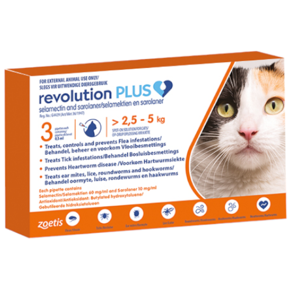 Zoetis -3 0.5ml Revolution Plus Tick & Flea For Cats (Pack Of 2) | Shop ...
