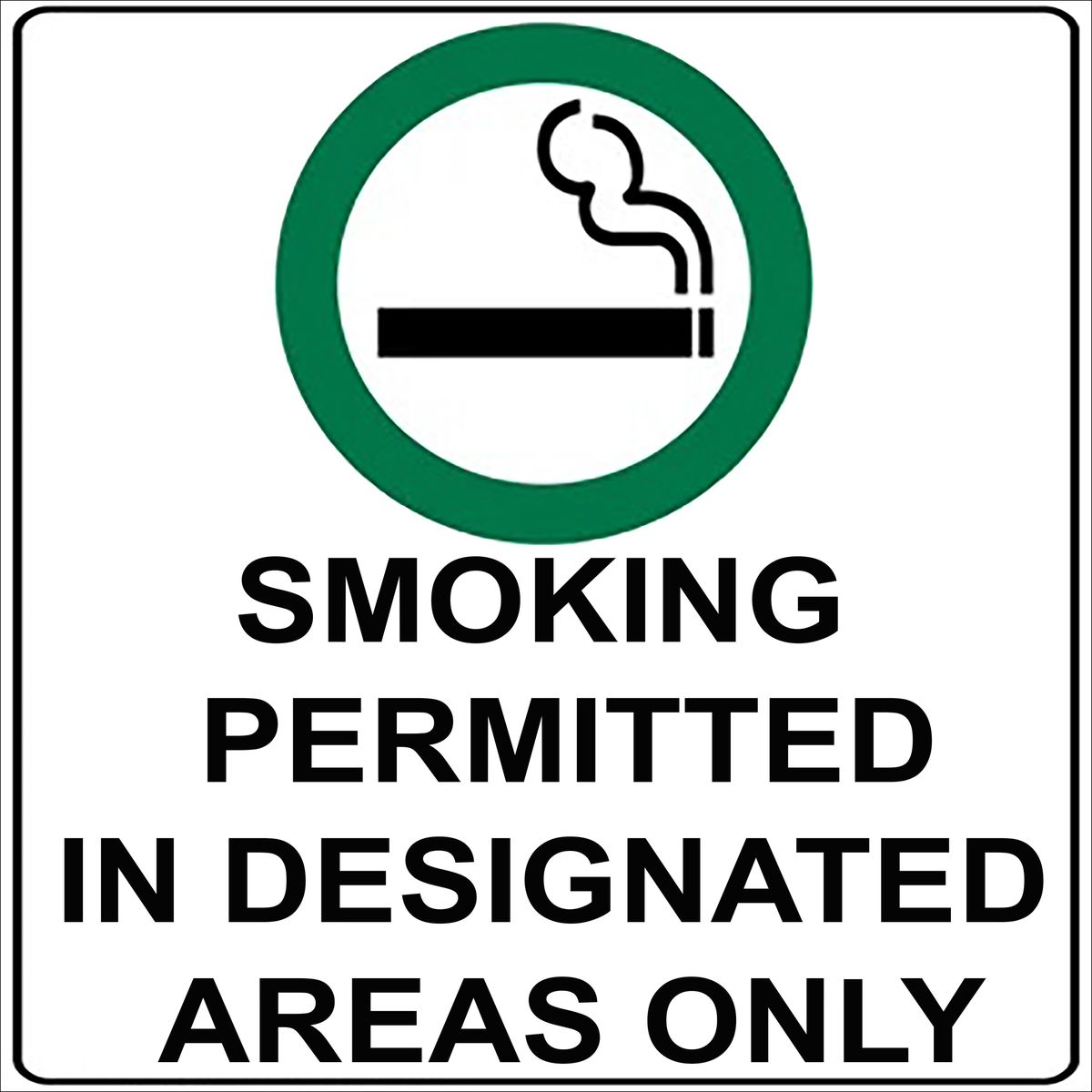 Smoking Permitted in designated areas only 29x29cm Sign- 2 Pack | Shop ...