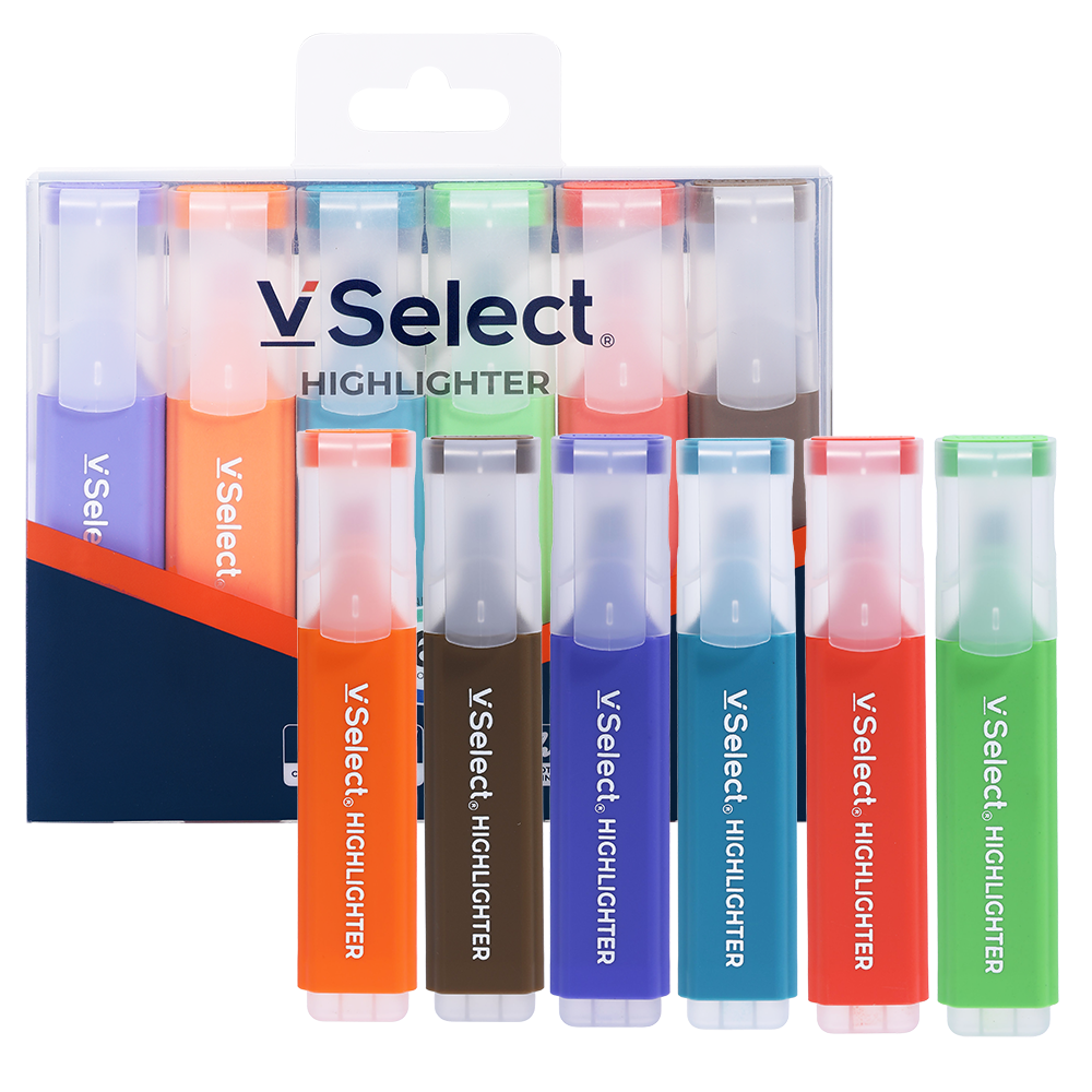 VSelect - Pastel Highlighter Set, 6 Assorted Colours with Chisel Tip ...