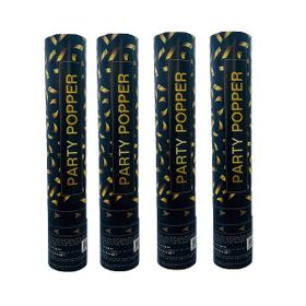 Gold & Black Confetti Party Popper Cannon - 28cm (Set of 4) | Shop ...