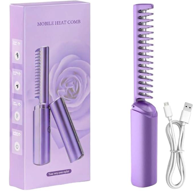 Portable Rechargeable Travel Heat Comb Hair Straightener | Shop Today ...