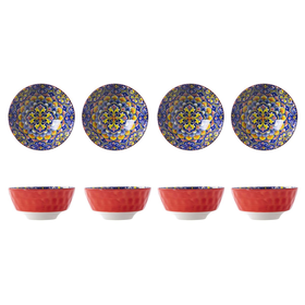 8 Pieces Of 12cm Ceramic Vibrant Floral Pattern Rice Bowl Set | Buy ...
