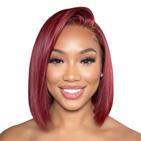 VSP 12Inch Brazilian Hair 13x4 Full Frontal Burgundy Short Bob Wig -99J ...
