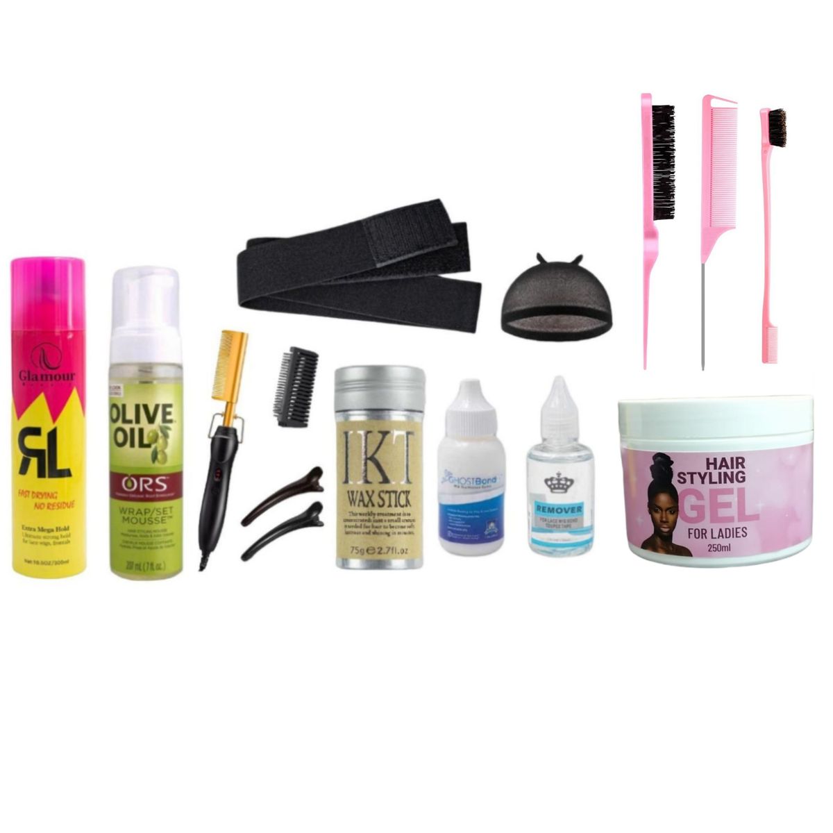 Front Lace Wigs Flat Iron Comb Installation Kit, with Styling Gel ...