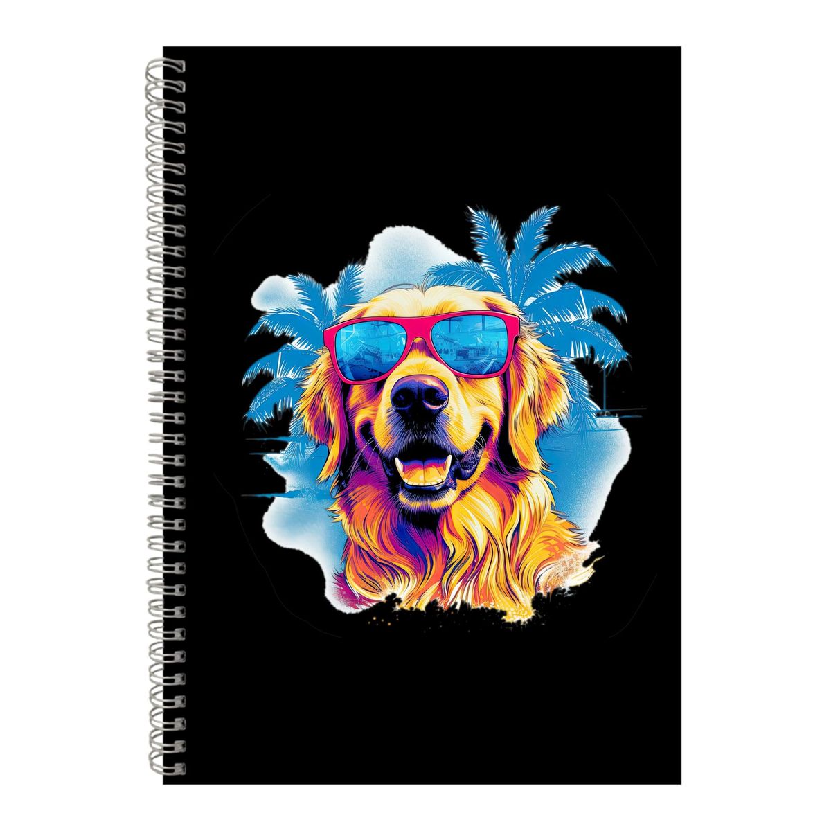 Gr Shades4 A4 Notebook Spiral and Lined Golden Retriever Graphic ...