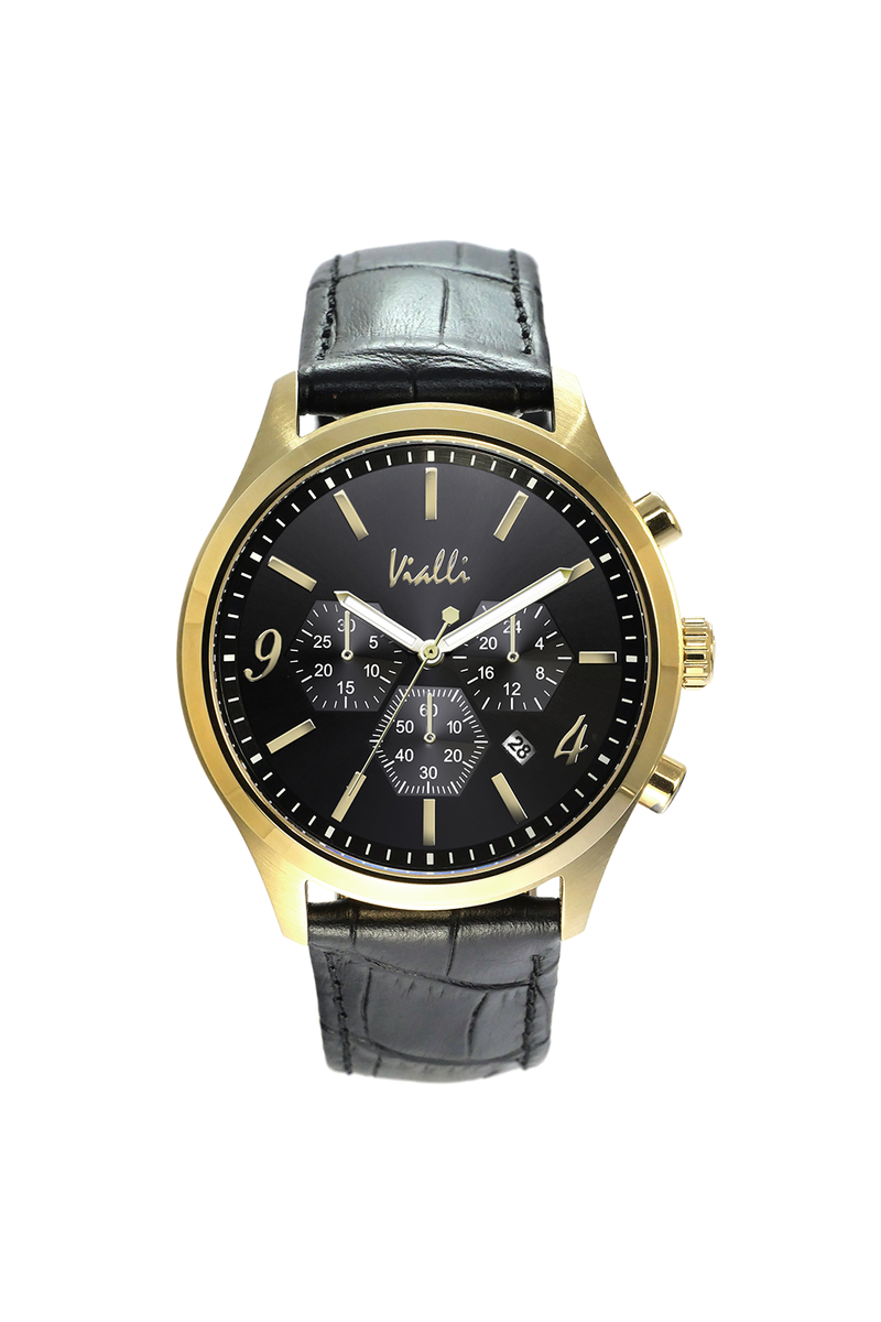 Vialli Matera Black/Gold Leather Wristwatch | Shop Today. Get it ...