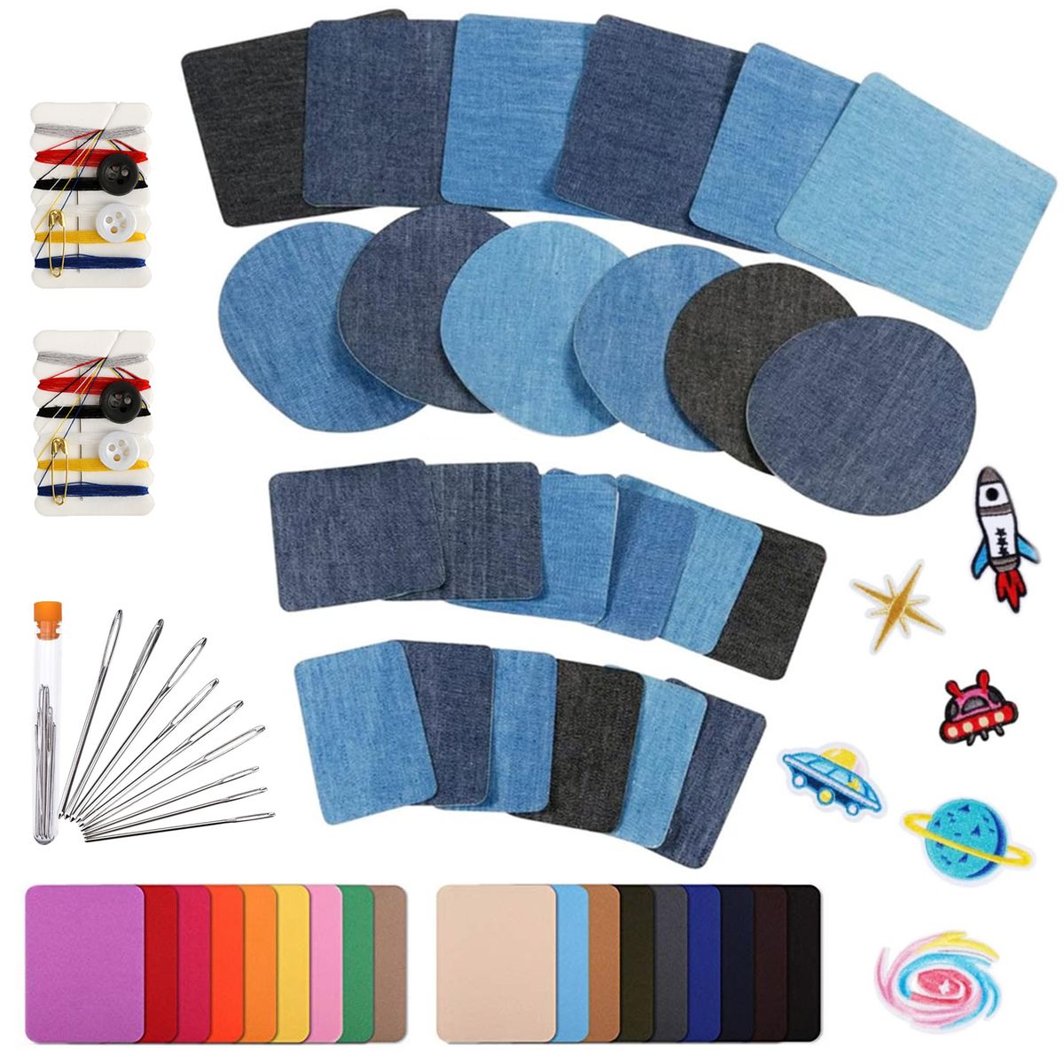 59 Pcs Iron On Patches Jeans Patches Denim Patches Repair Kit Sewing ...