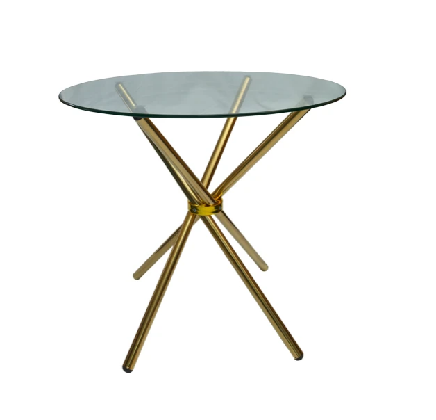 80cm 4 Seater Round Glass Table - Gold Legs | Shop Today. Get it ...