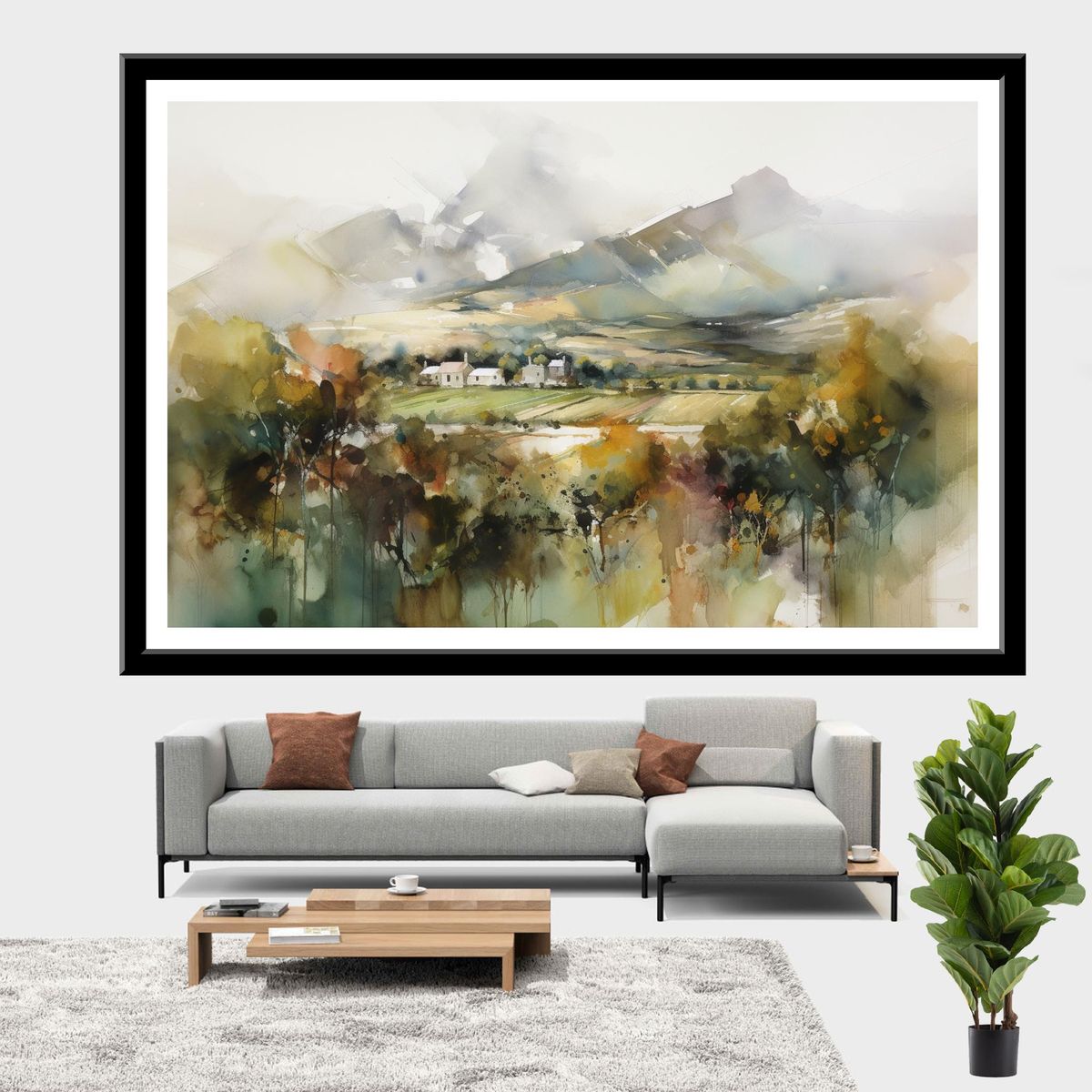 Wall Art Unframed - Through A Symphony Of Abstract Forms & Soft Colo ...
