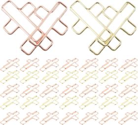 20pcs Cross Shaped Paper Clips Small Metal File Clips Rose Gold and ...