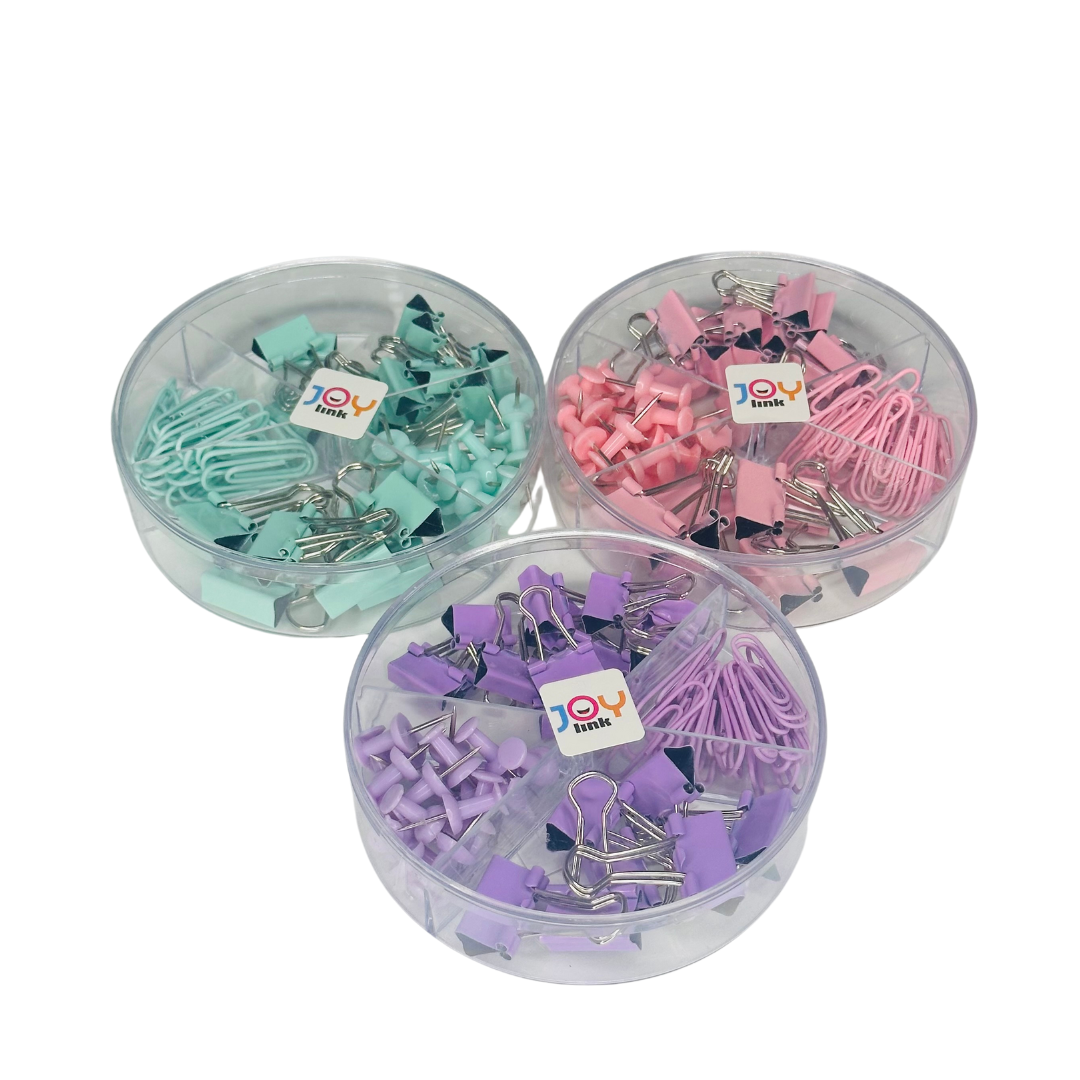 Joy Link Stationery Set - Binder Clips, Paper Clips & Push Pins (3 ...
