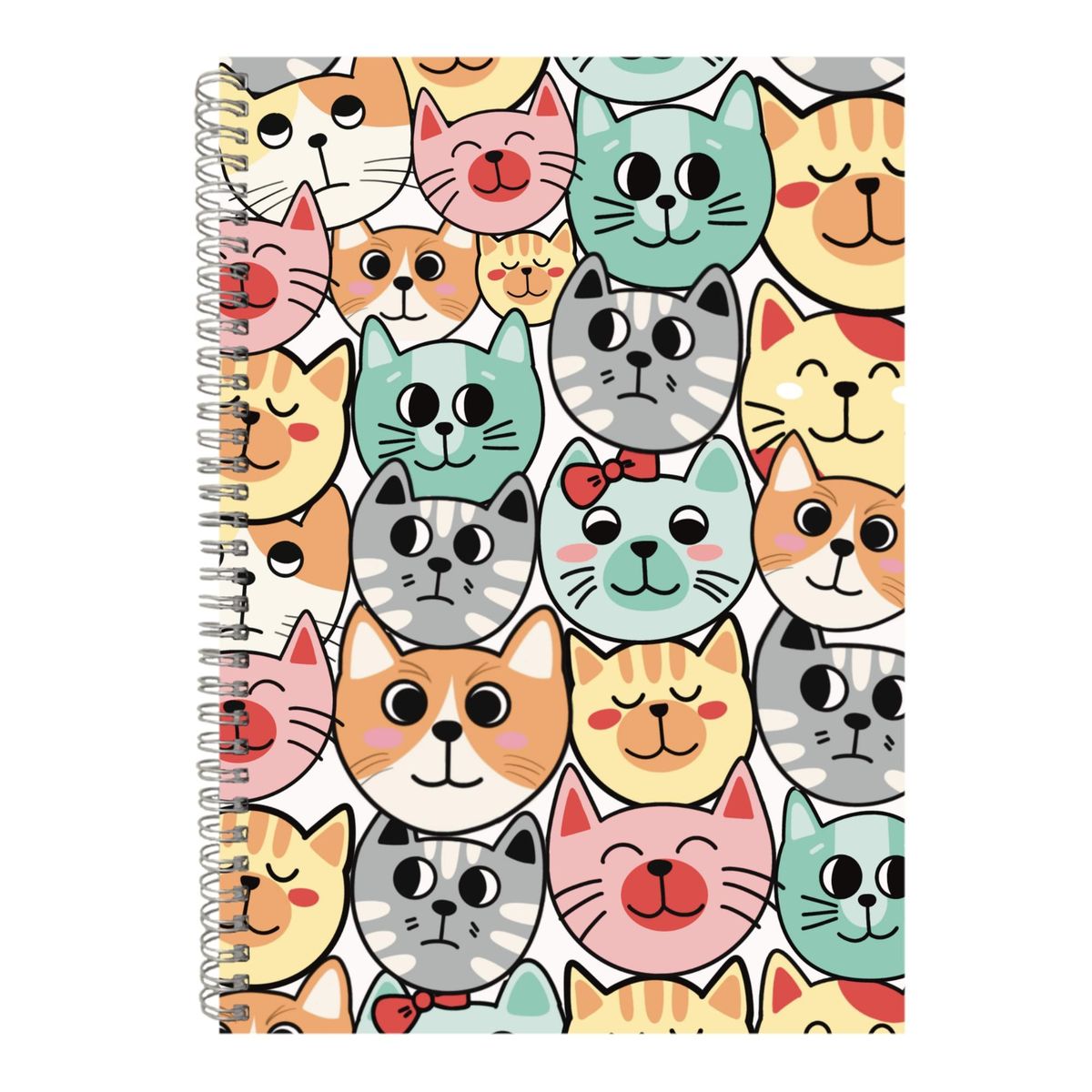 Feline Crowd A4 Notebook Spiral Lined Cat Lovers Graphic Notepad ...