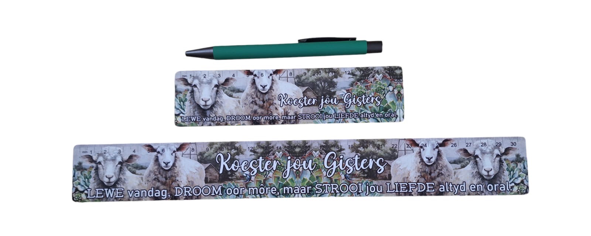 15cm, 30cm MDF Rulers with Pen Combo - 2 Sheep - Koester jou Gisters ...