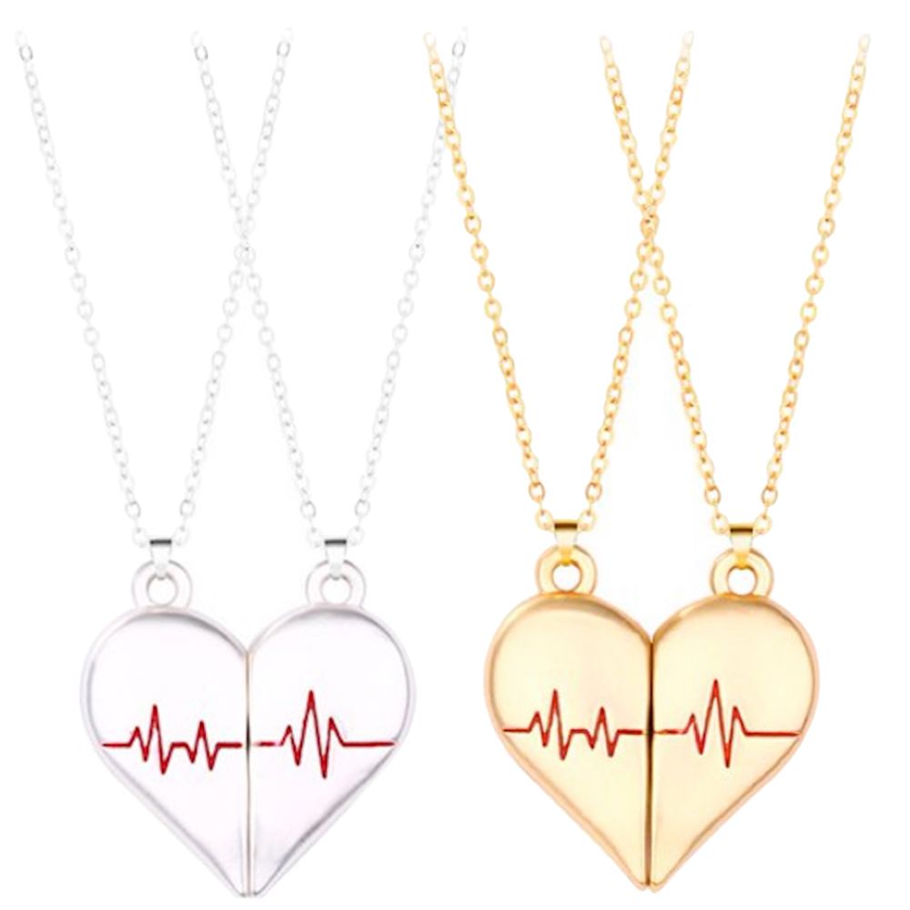 Gift Valentines Day Couples Heart Shaped Magnetic Heartbeat Necklace ...
