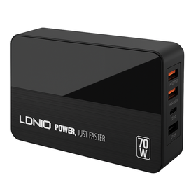 70W USB-C PD Fast Charger with QC4+ & LED Display - 4-Port Desktop Hub ...