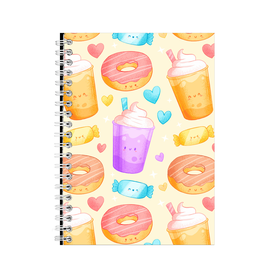 Shake and Doughnuts Pattern A5 Notebook Pad Trendy Graphic Present 023 ...