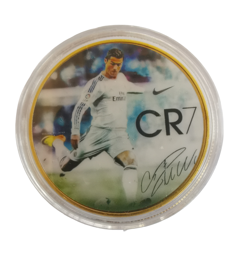 Cristiano Ronaldo Gold Plated Colourised Coin Ronaldo CR7 Signature