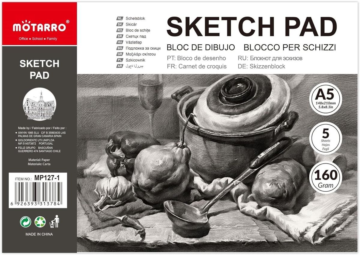 MOTARRO A5 Artist Sketch Paper Pad-5 Sheets,Smooth Drawing for Pencils ...