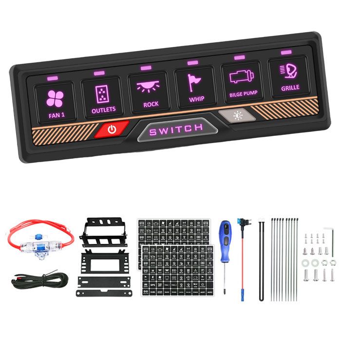 Multi-Function 6 Gang RGB Off-Road Switch Panel with Interchangeable ...